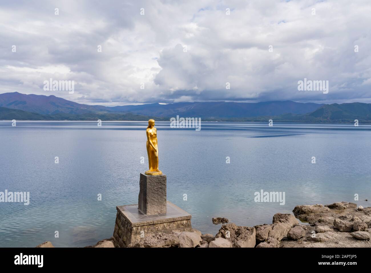 Statue of Tatsuko in Lake Tazawako at Akita, Japan Stock Photo - Alamy