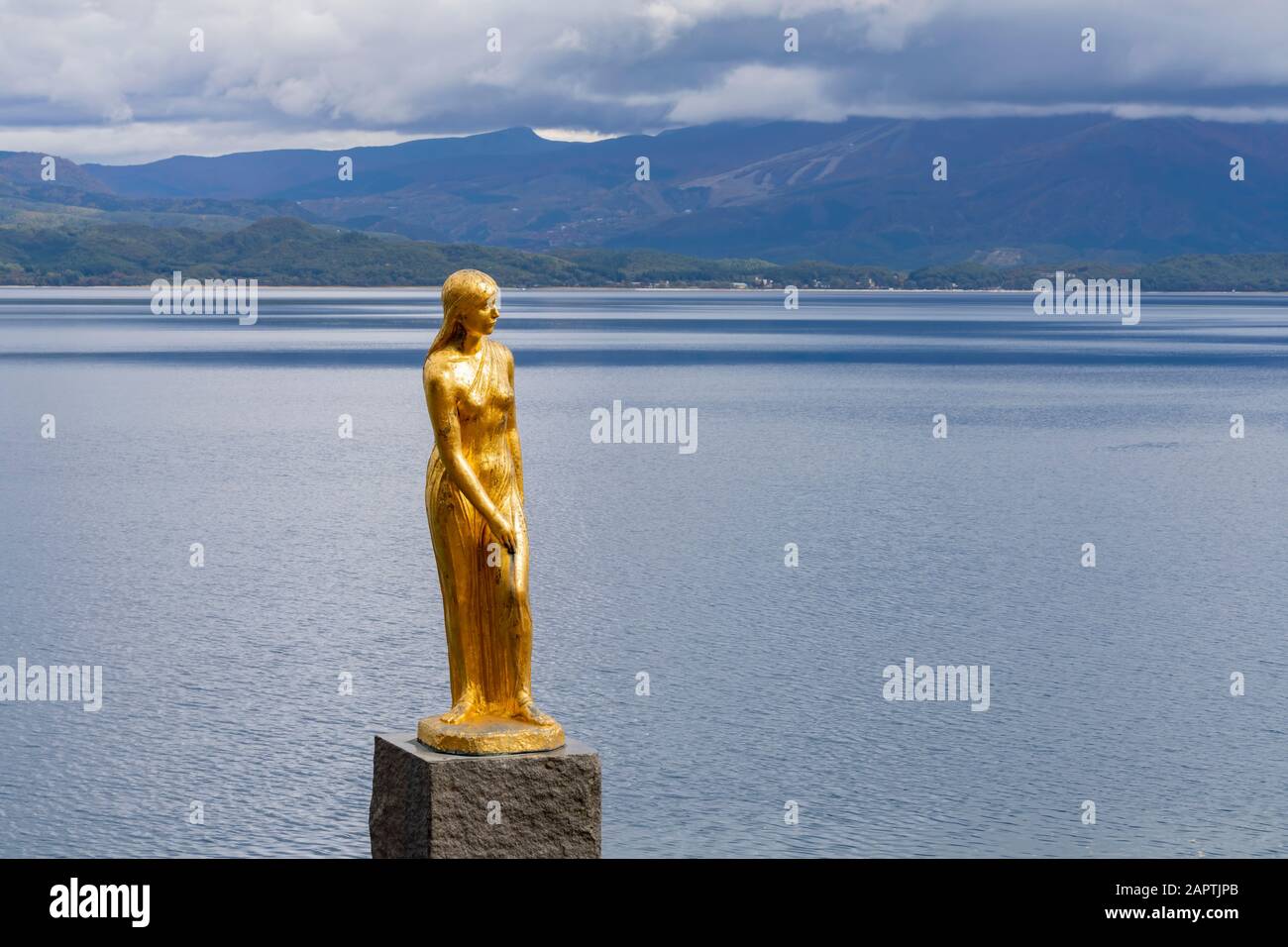 Statue of Tatsuko in Lake Tazawako at Akita, Japan Stock Photo - Alamy