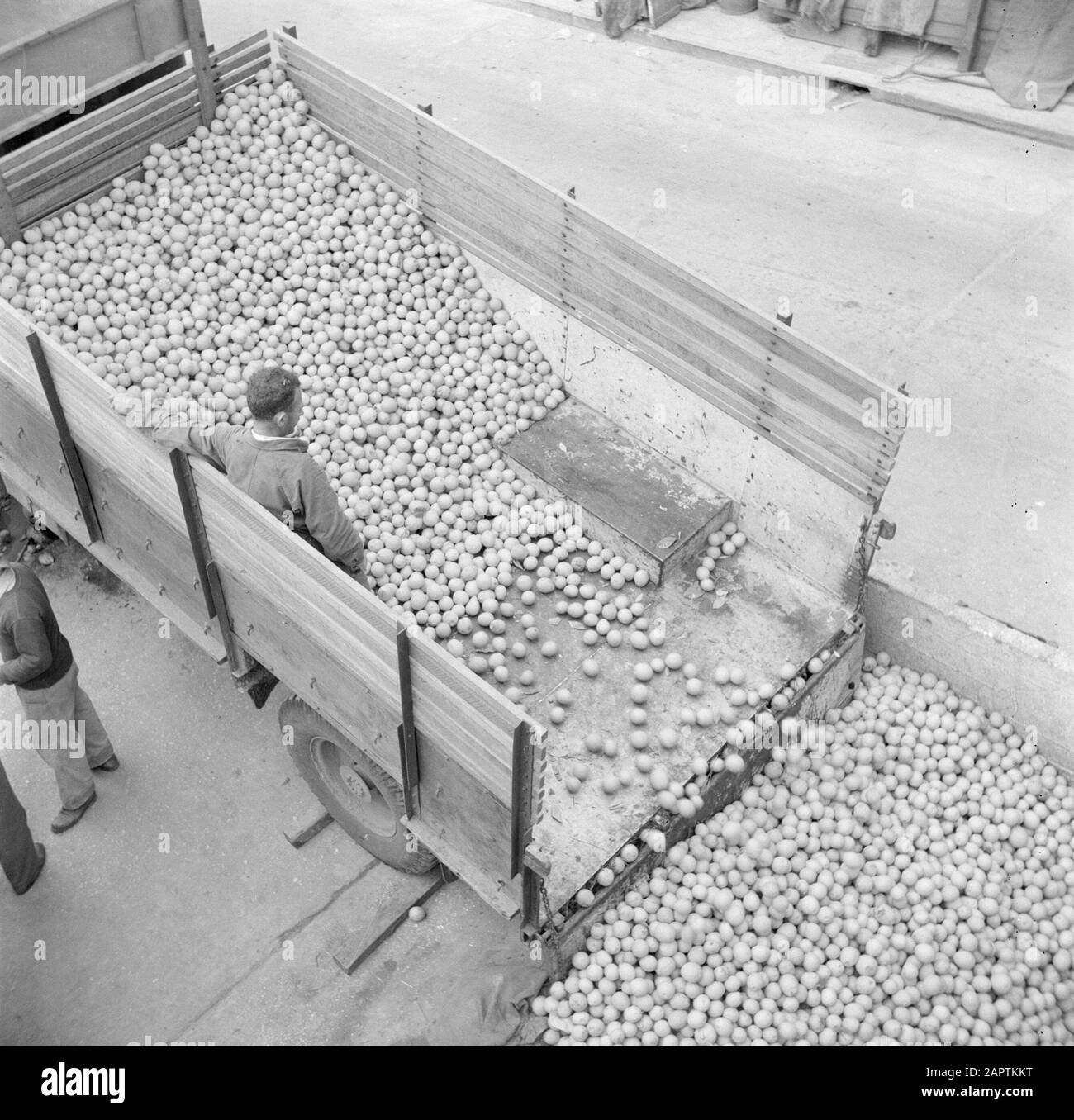 Truck unloading fruits Black and White Stock Photos & Images - Alamy
