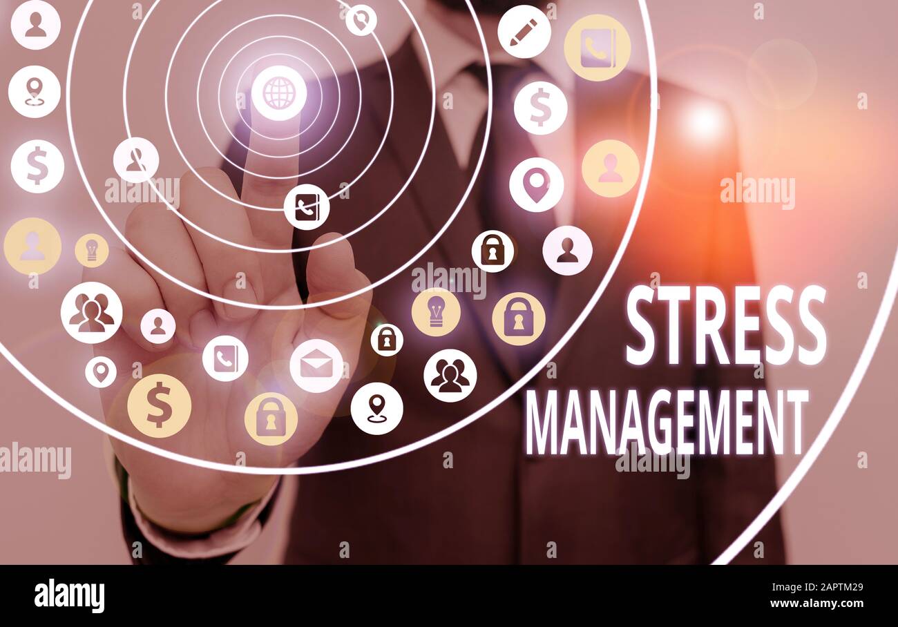 Writing note showing Stress Management. Business concept for method of ...