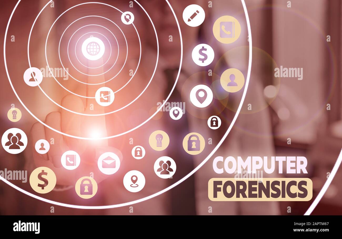 Conceptual hand writing showing Computer Forensics. Concept meaning the ...