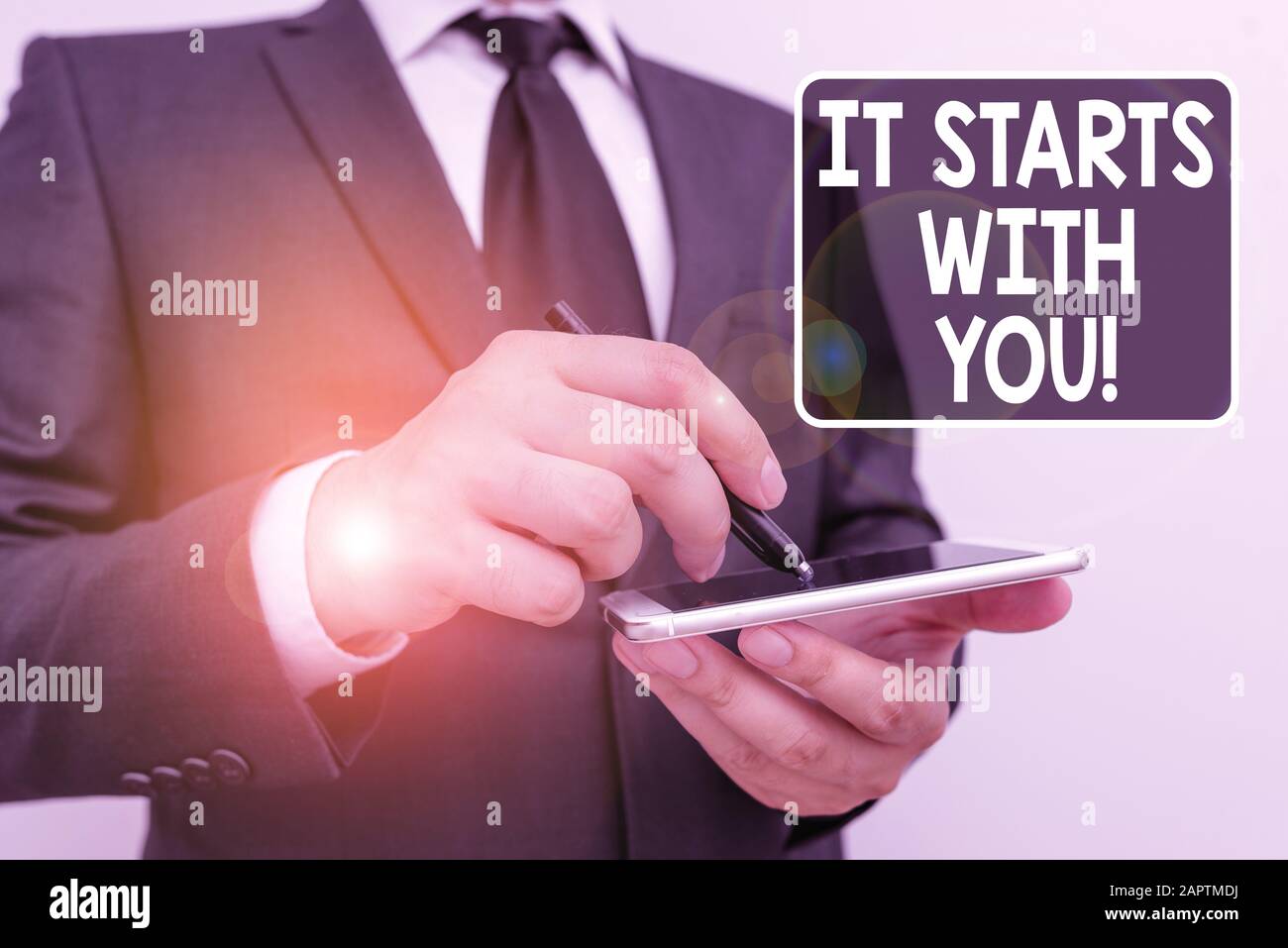 Writing note showing It Starts With You. Business concept for ...