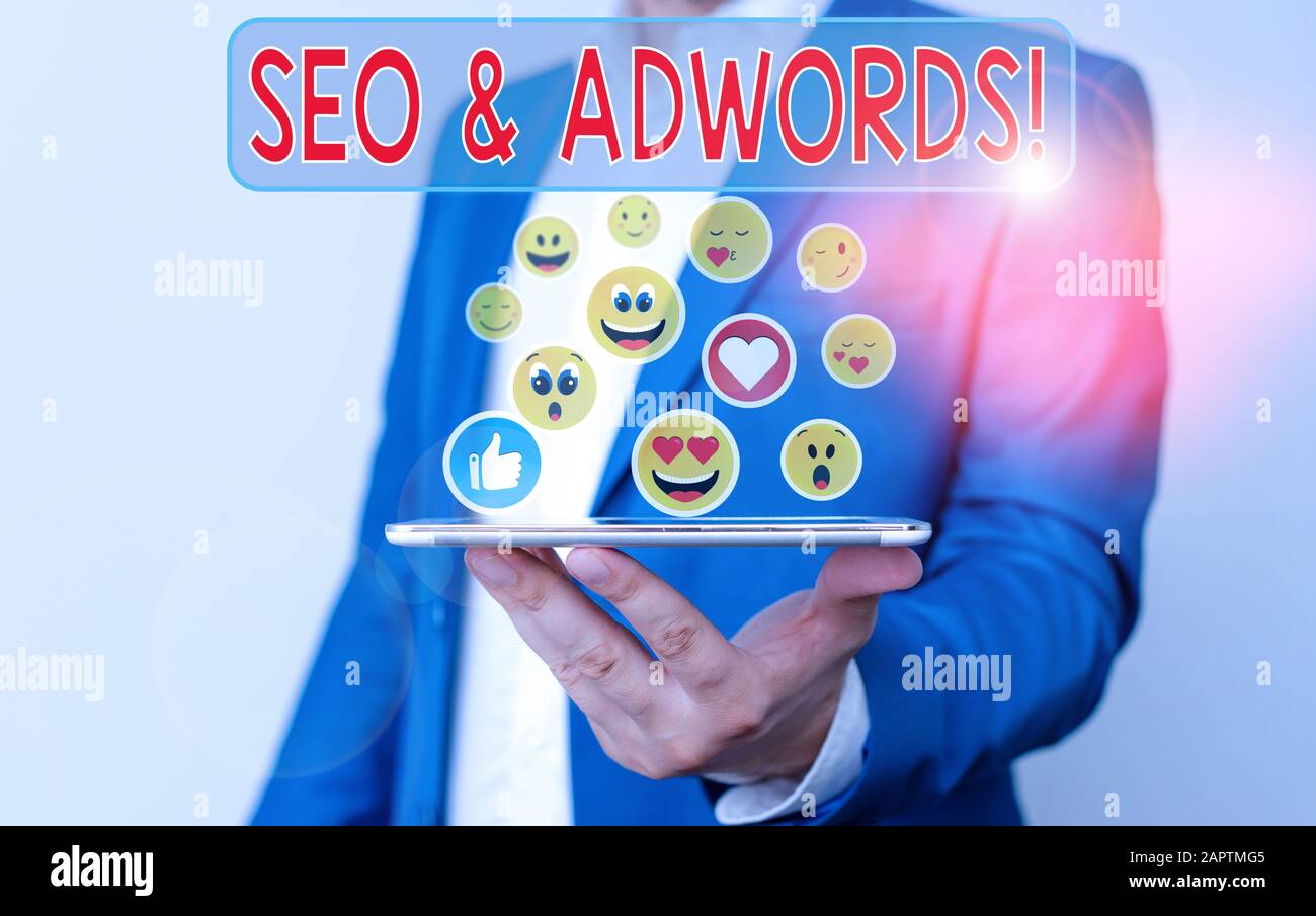 Conceptual hand writing showing Seo And Adwords. Concept meaning they ...