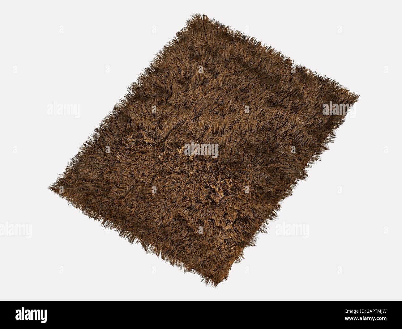 Ractangle fur brown carpet on a white background 3d rendering Stock ...