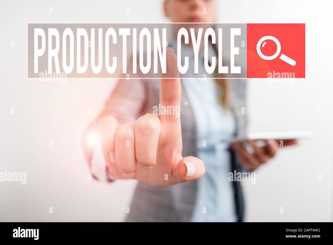 Text sign showing Production Cycle. Business photo showcasing ...
