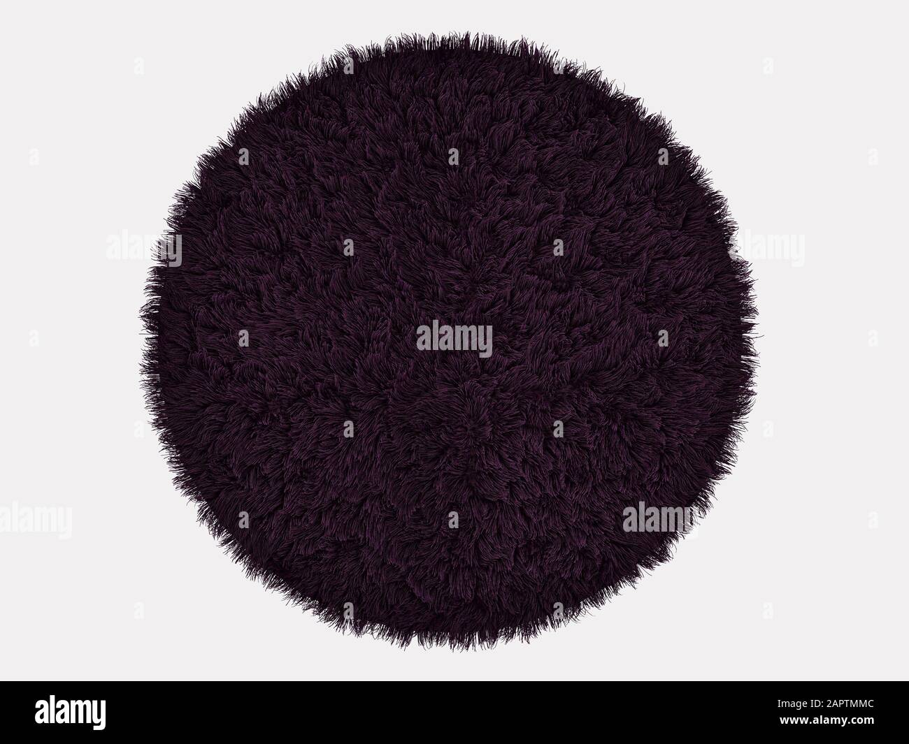 Fluffy violet round carpet on a white background 3d rendering Stock ...