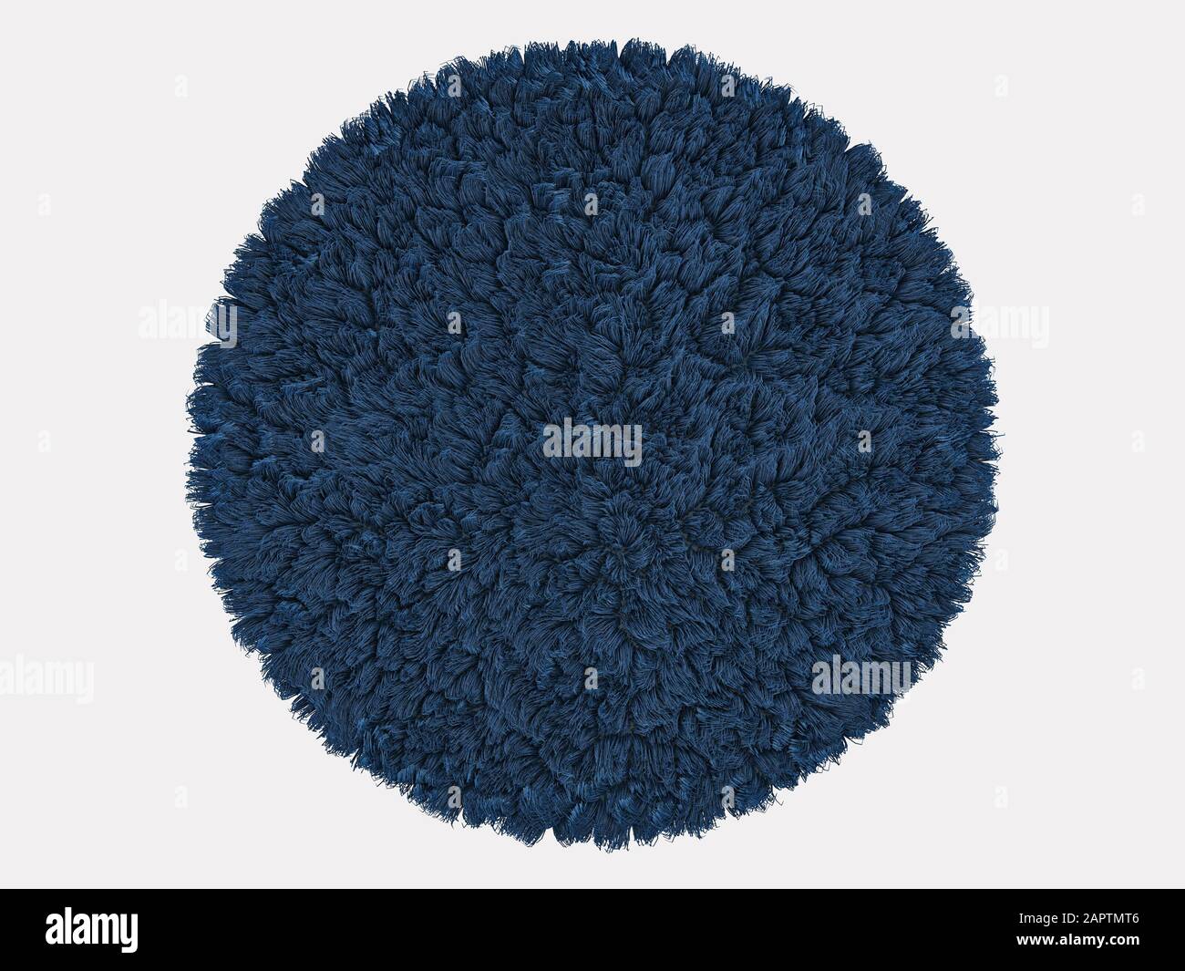 Fluffy blue round carpet on a white background 3d rendering Stock Photo ...