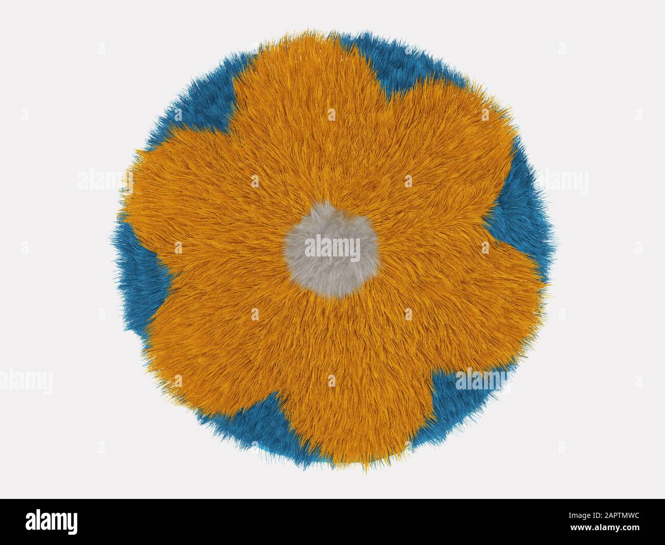 Fluffy round flower carpet on a white background 3d rendering Stock ...