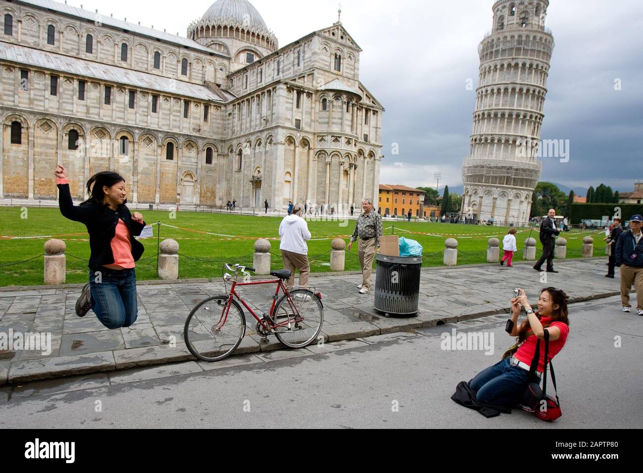 Pisa, Italy, October 28: Tourists take pictures in front of the Pisa ...