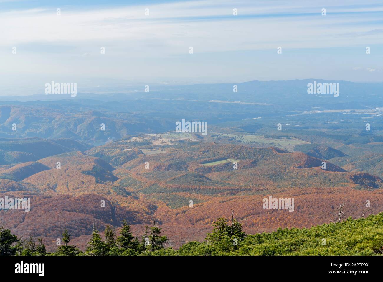Aerial fall color of the Hakkoda Mountains at Aomori Stock Photo - Alamy