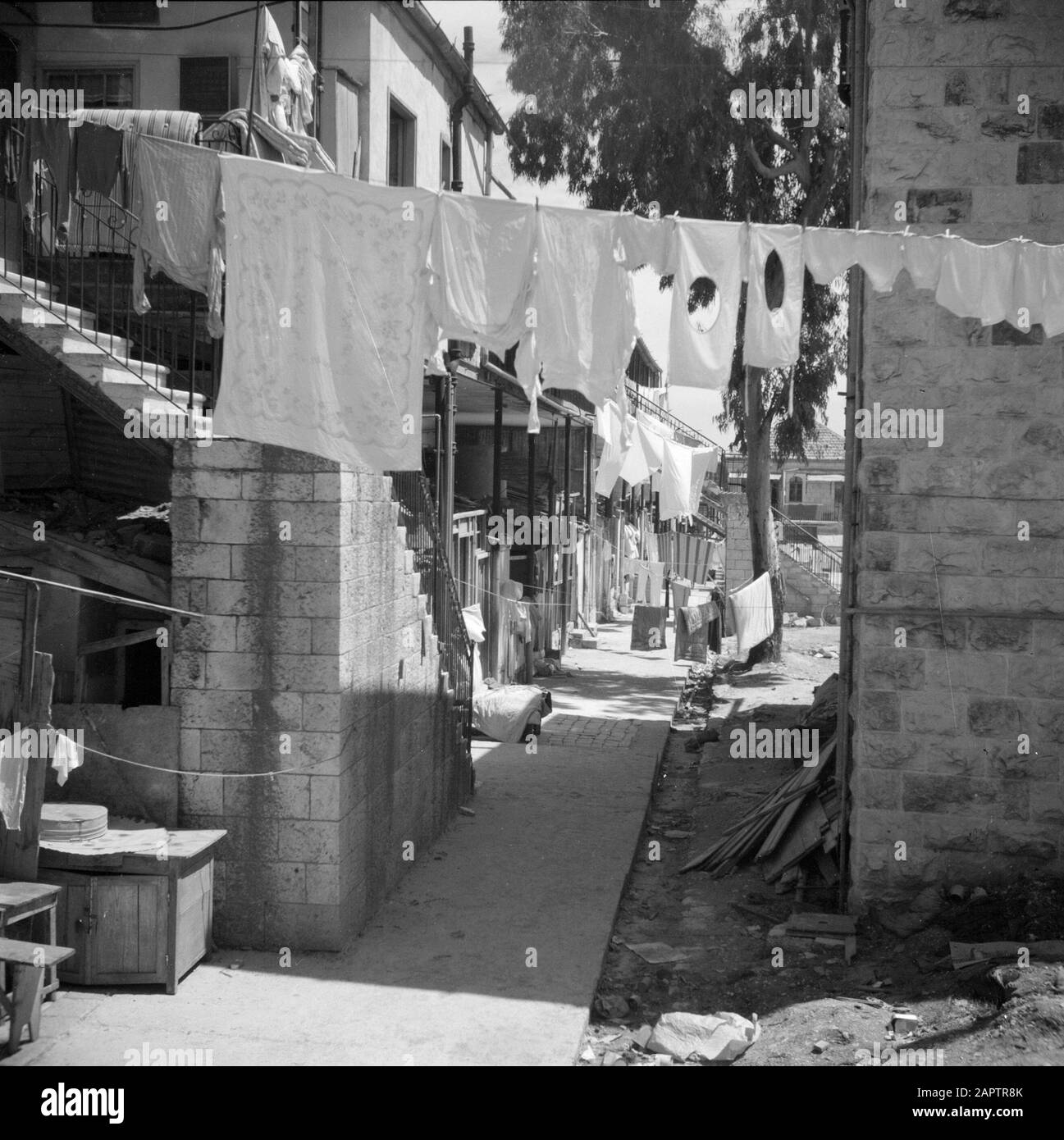 Israel 1948-1949: Jerusalem Houses with drying laundry on the ...