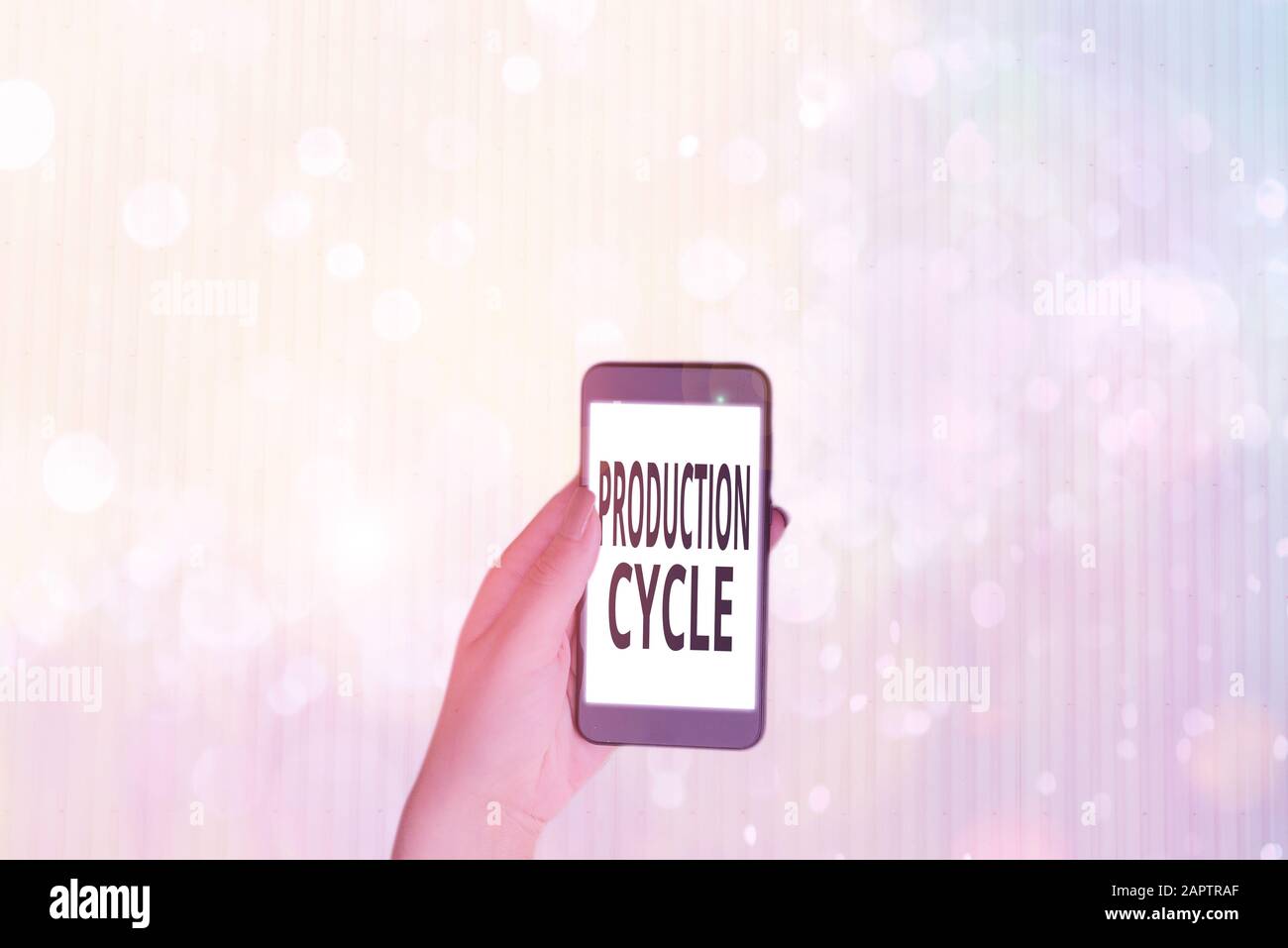 Text sign showing Production Cycle. Business photo showcasing ...
