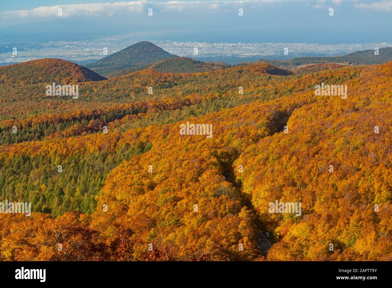 Aerial fall color of the Hakkoda Mountains at Aomori Stock Photo - Alamy