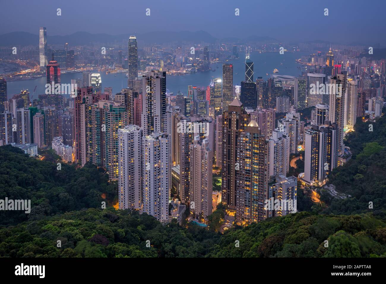 Panoramic view of Hong Kong from Victorias Peak Stock Photo - Alamy