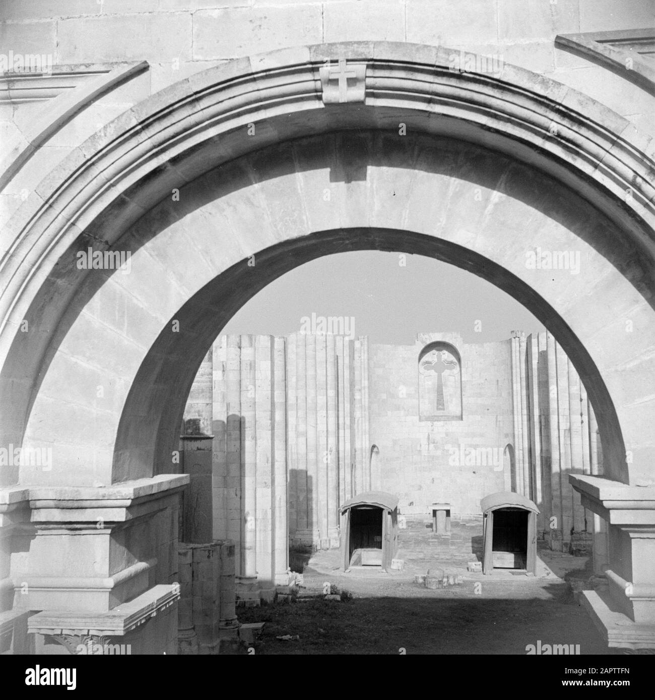Middle East 1950-1955: Jordan Near Nablus. Church under construction to ...
