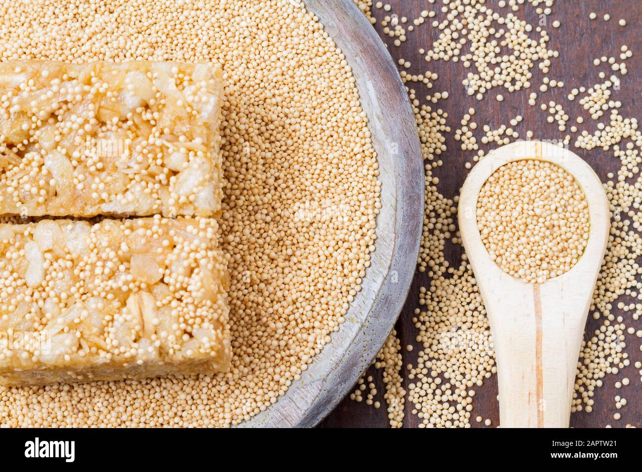 grains and amaranth energetic bar on the table - Amaranthus Stock Photo ...