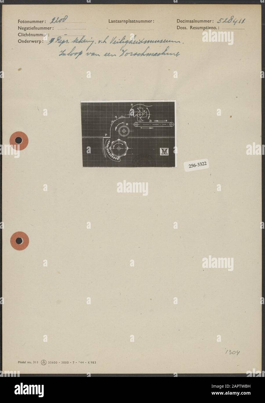 Agricultural tools Threshing machine (reproduction drawing of the ...