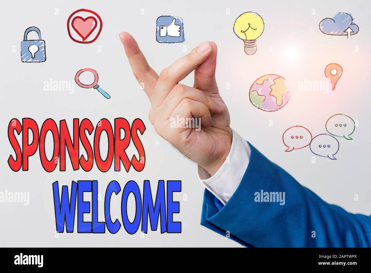 Word writing text Sponsors Welcome. Business photo showcasing greet ...