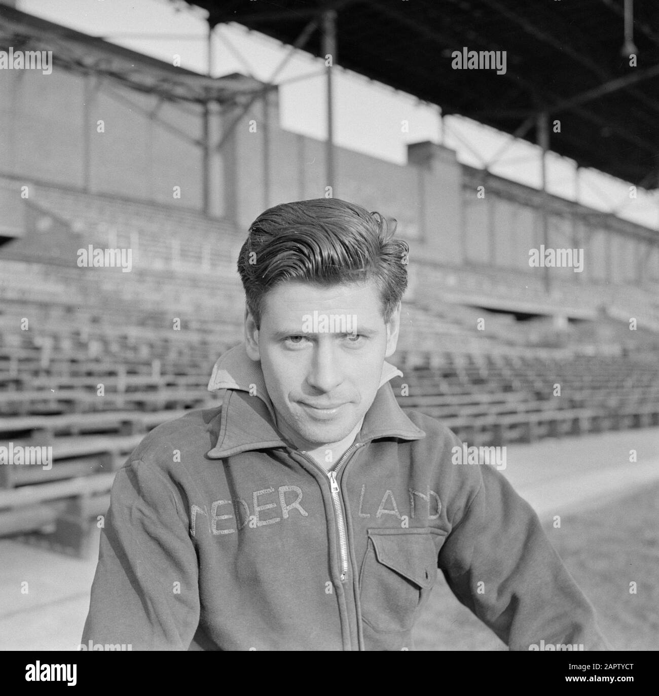 Dutch football team 1951 Jampie Kuneman (HBS) at the Olympic Stadium in ...
