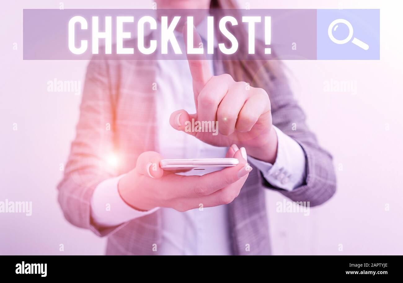 Conceptual hand writing showing Checklist. Concept meaning list items ...