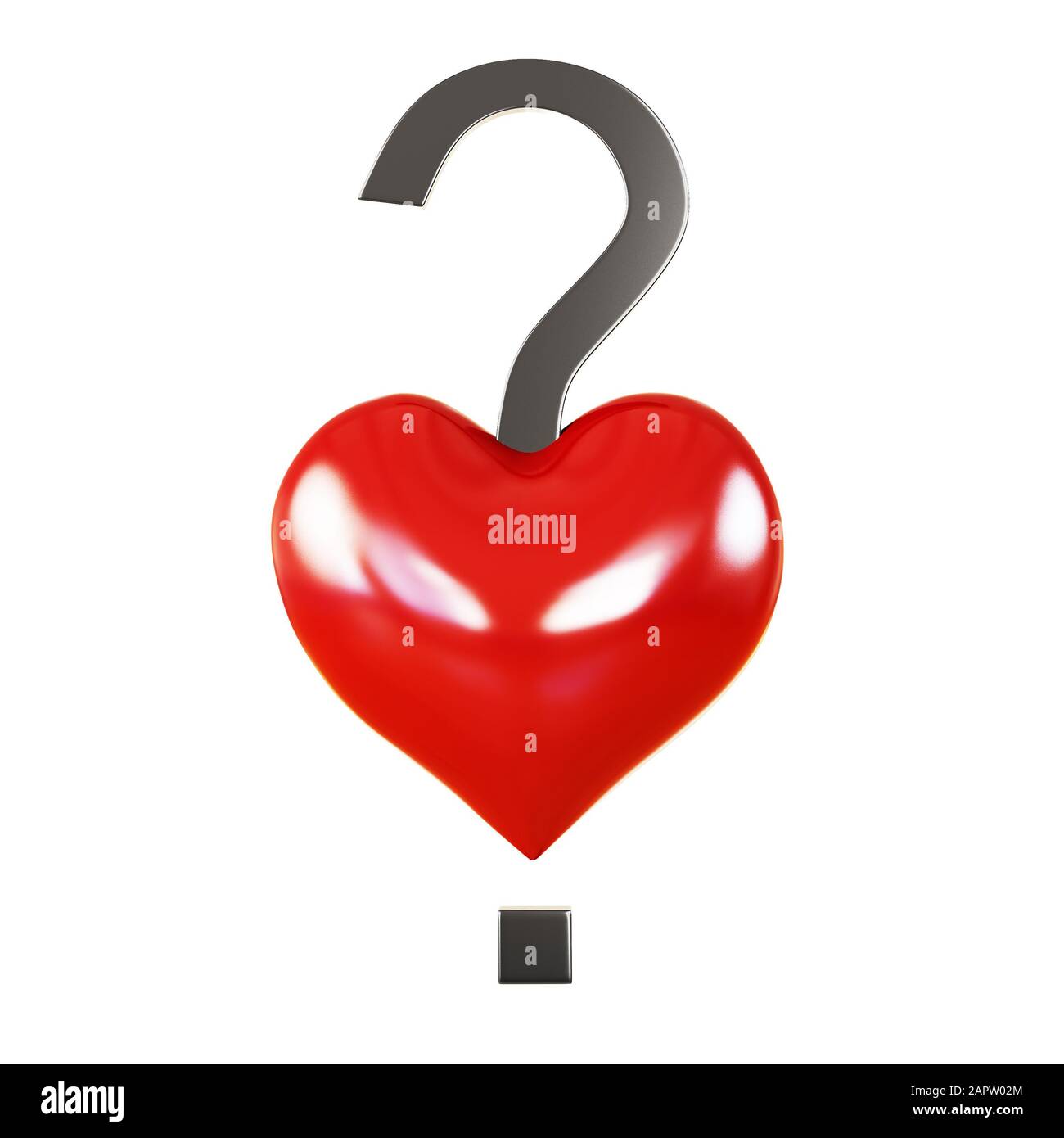 Red heart with question mark gray 3d rendering Stock Photo - Alamy