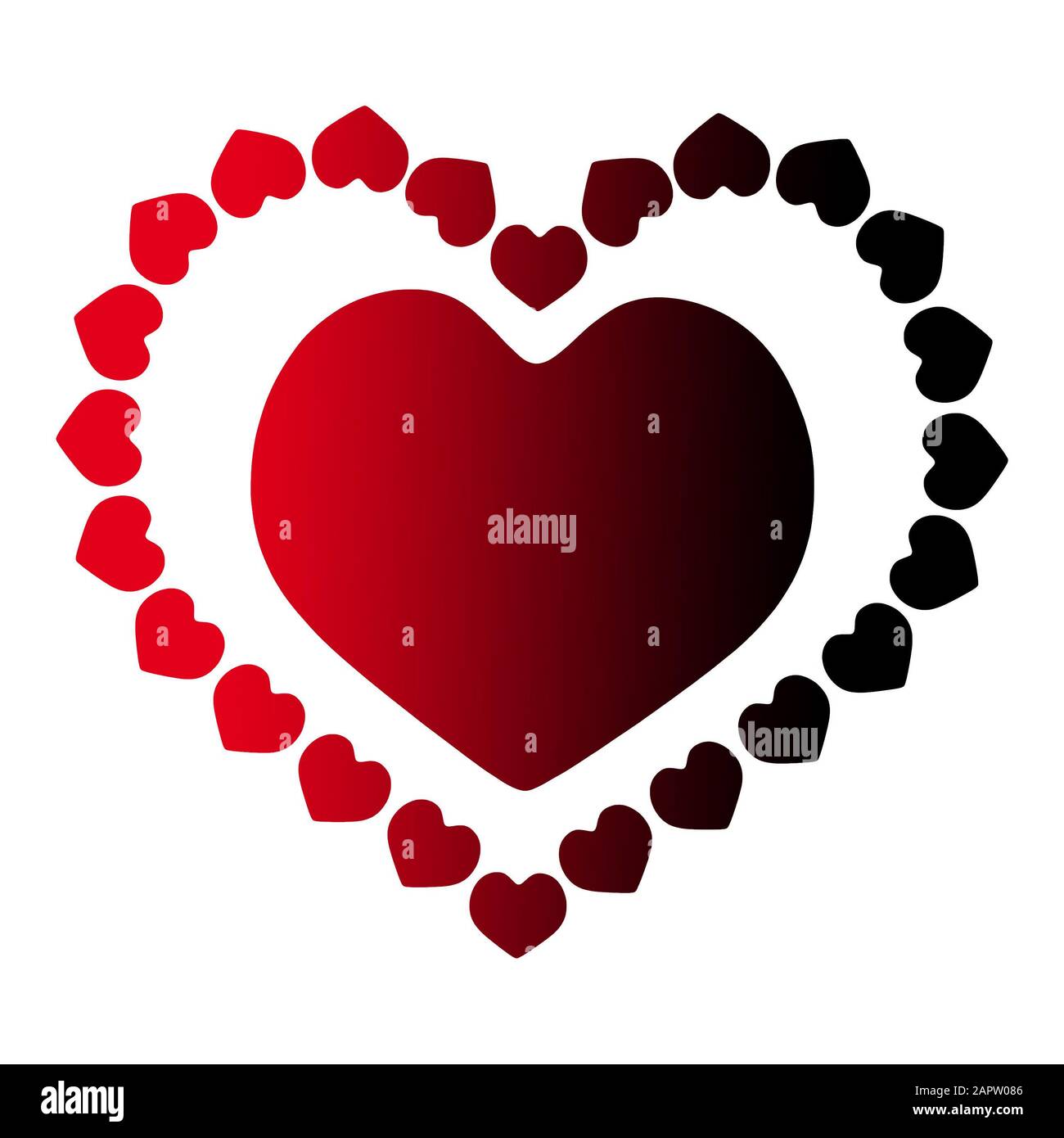 Red heart gradient framed black hearts 3d rendering Stock Photo - Alamy