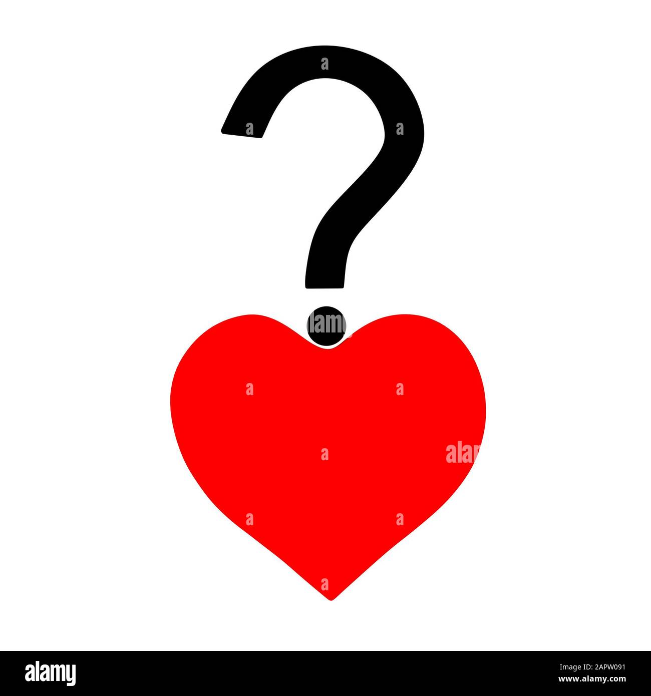 Red heart with question mark black 3d rendering Stock Photo - Alamy