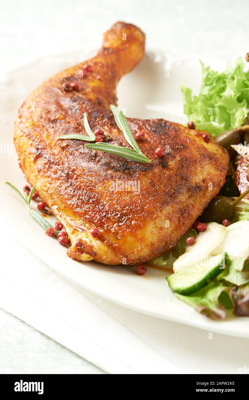 Spicy chicken leg. Close up Stock Photo - Alamy