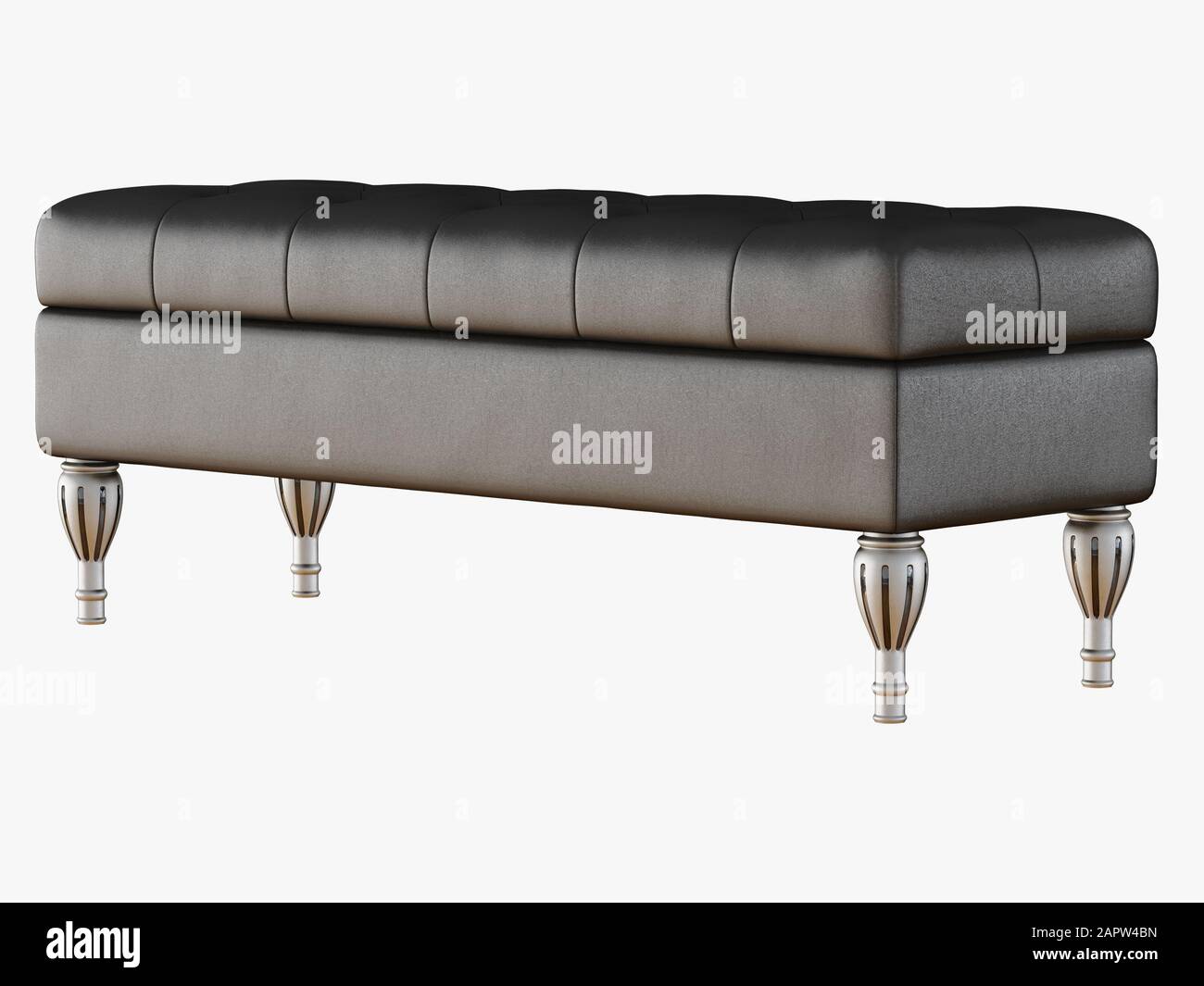 Bench capitone black white isolated background 3d rendering Stock Photo ...