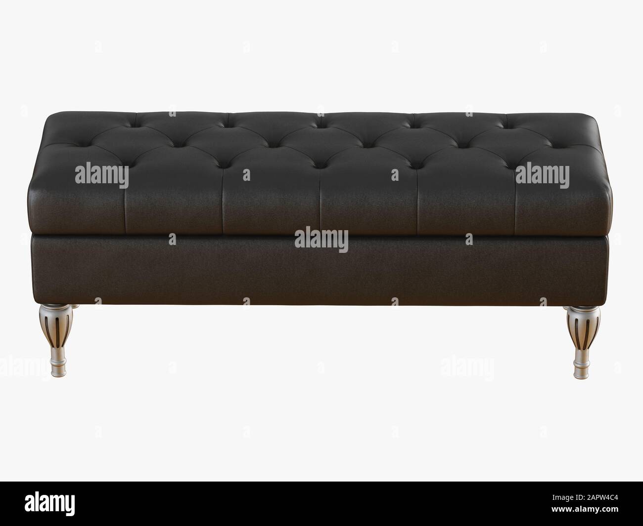 Bench capitone black white isolated background 3d rendering Stock Photo ...