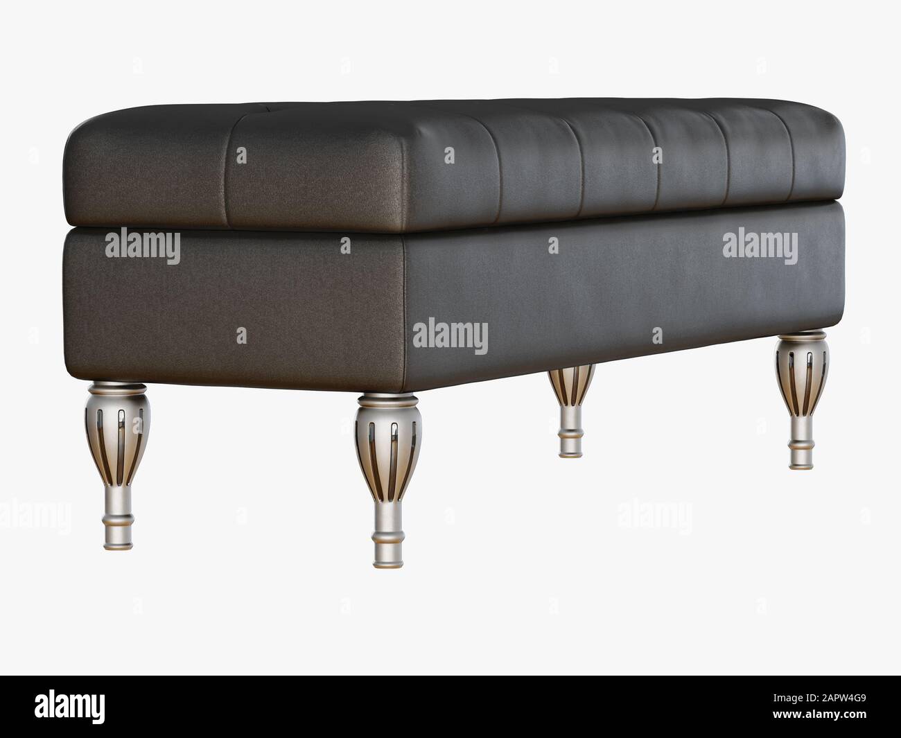 Bench capitone black white isolated background 3d rendering Stock Photo ...