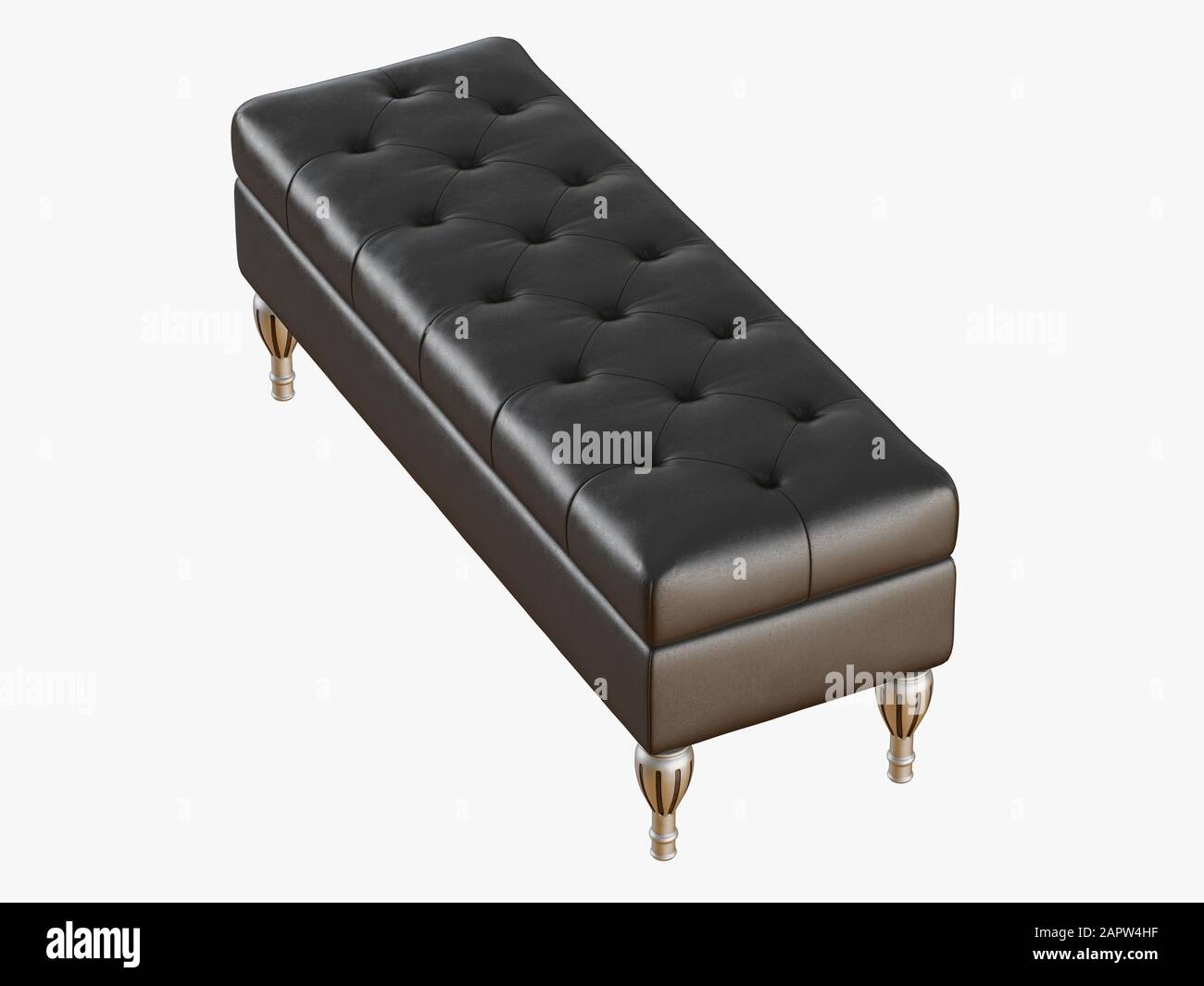 Bench capitone black white isolated background 3d rendering Stock Photo ...