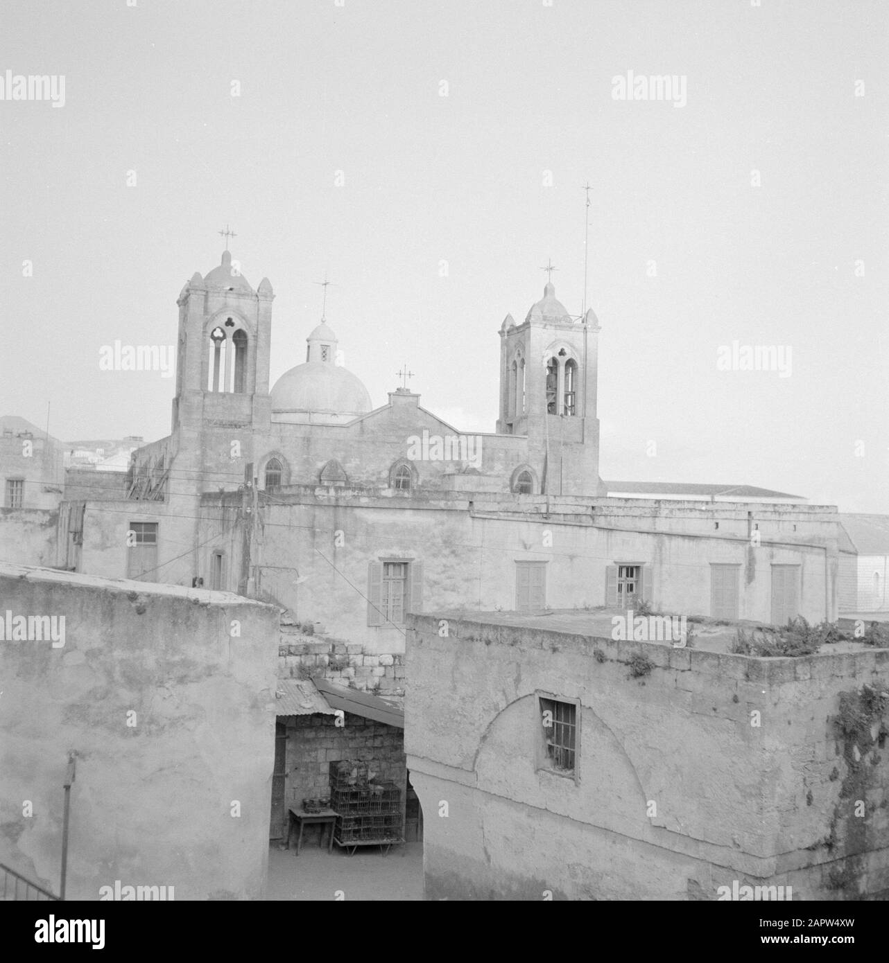 Israel: Nazareth Church building with a dome and two towers Date ...