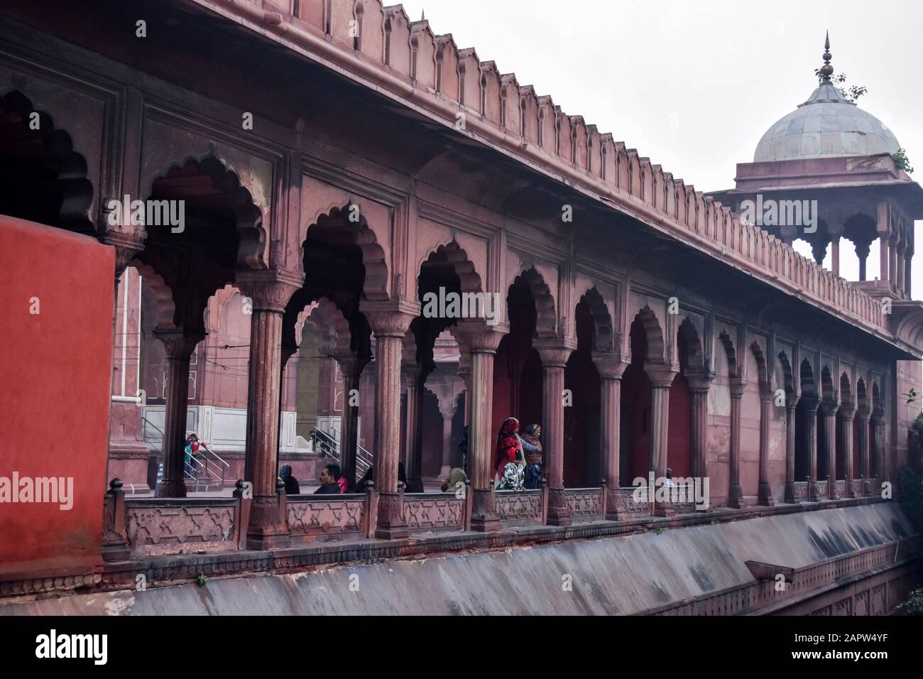 Visitors at the Jama Masjid or Grand Mosque in Delhi.Jamia Masjid or ...