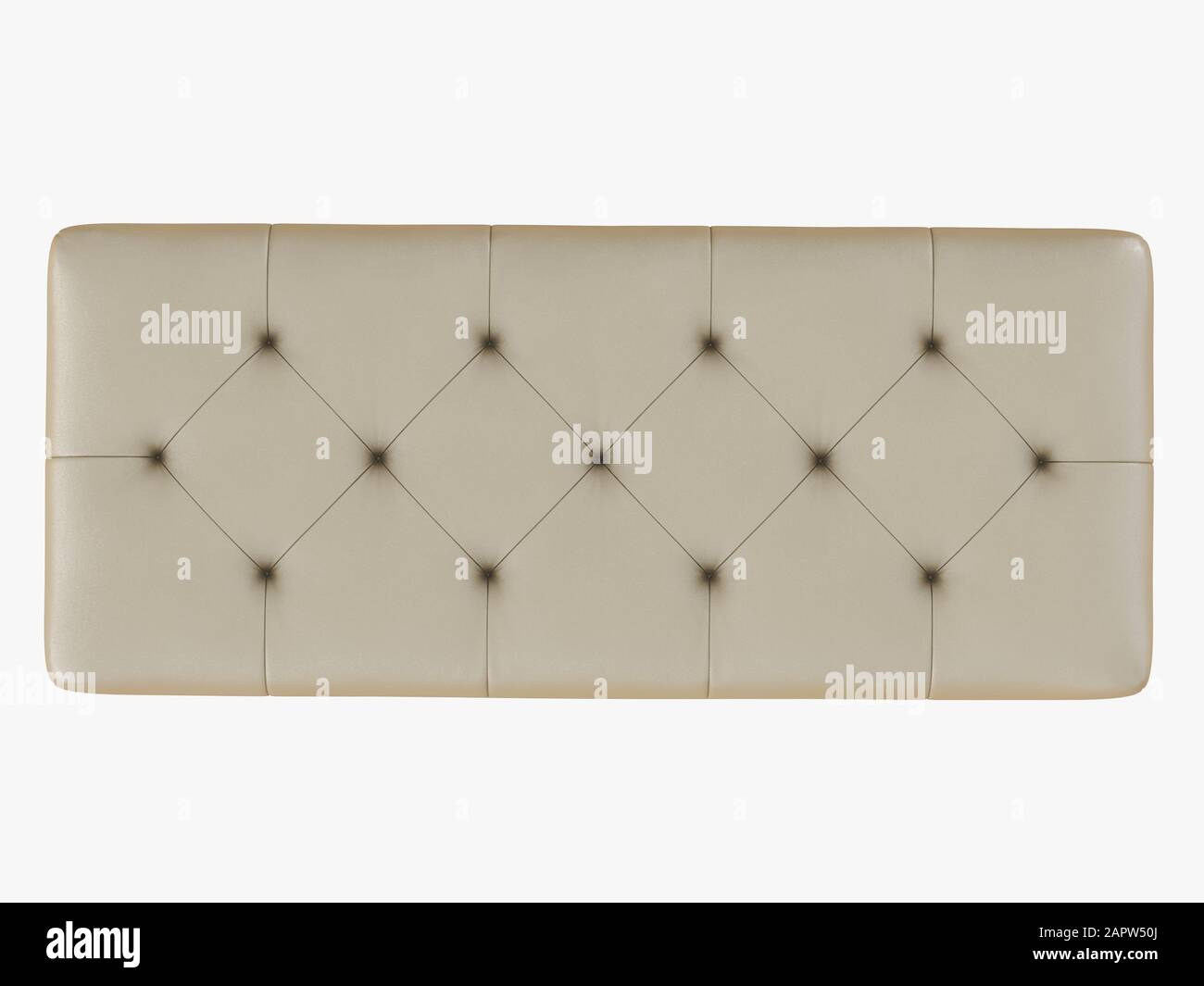 Beige leather bench capitone white isolated background 3d rendering ...