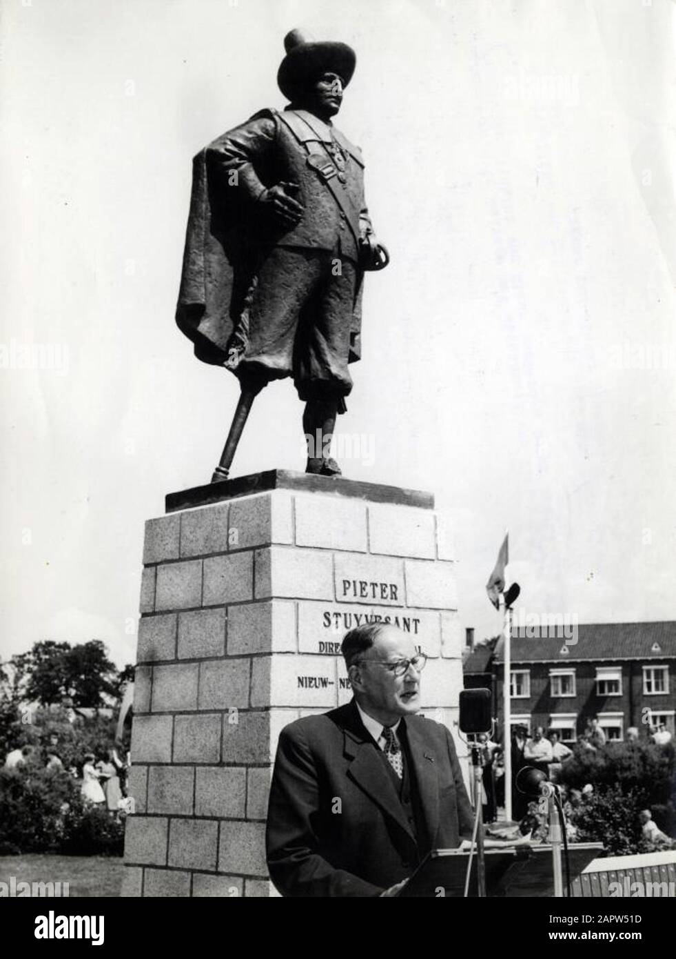 Minister W.J.A. Kernkamp gives a speech after the unveiling of the ...