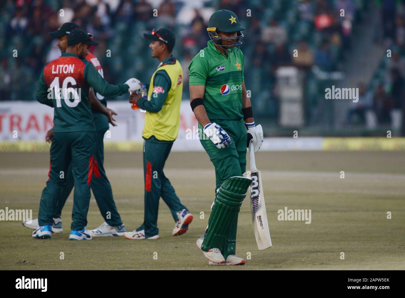 Lahore, Pakistan. 24th Jan, 2020. A view of T20 cricket match between ...