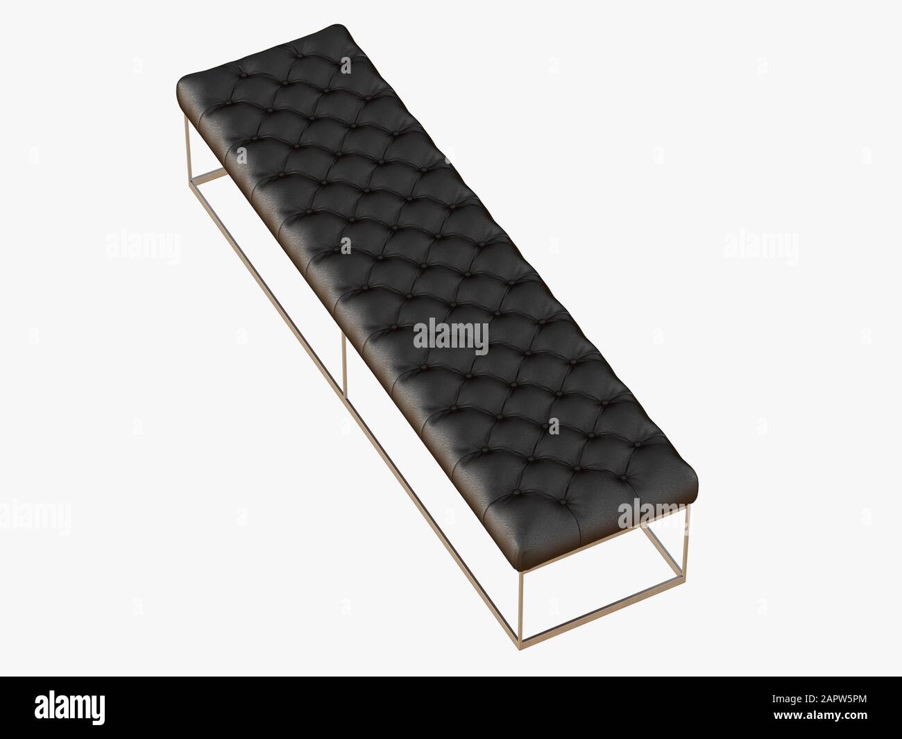 Gray bench capitone on a steel frame 3d rendering Stock Photo - Alamy