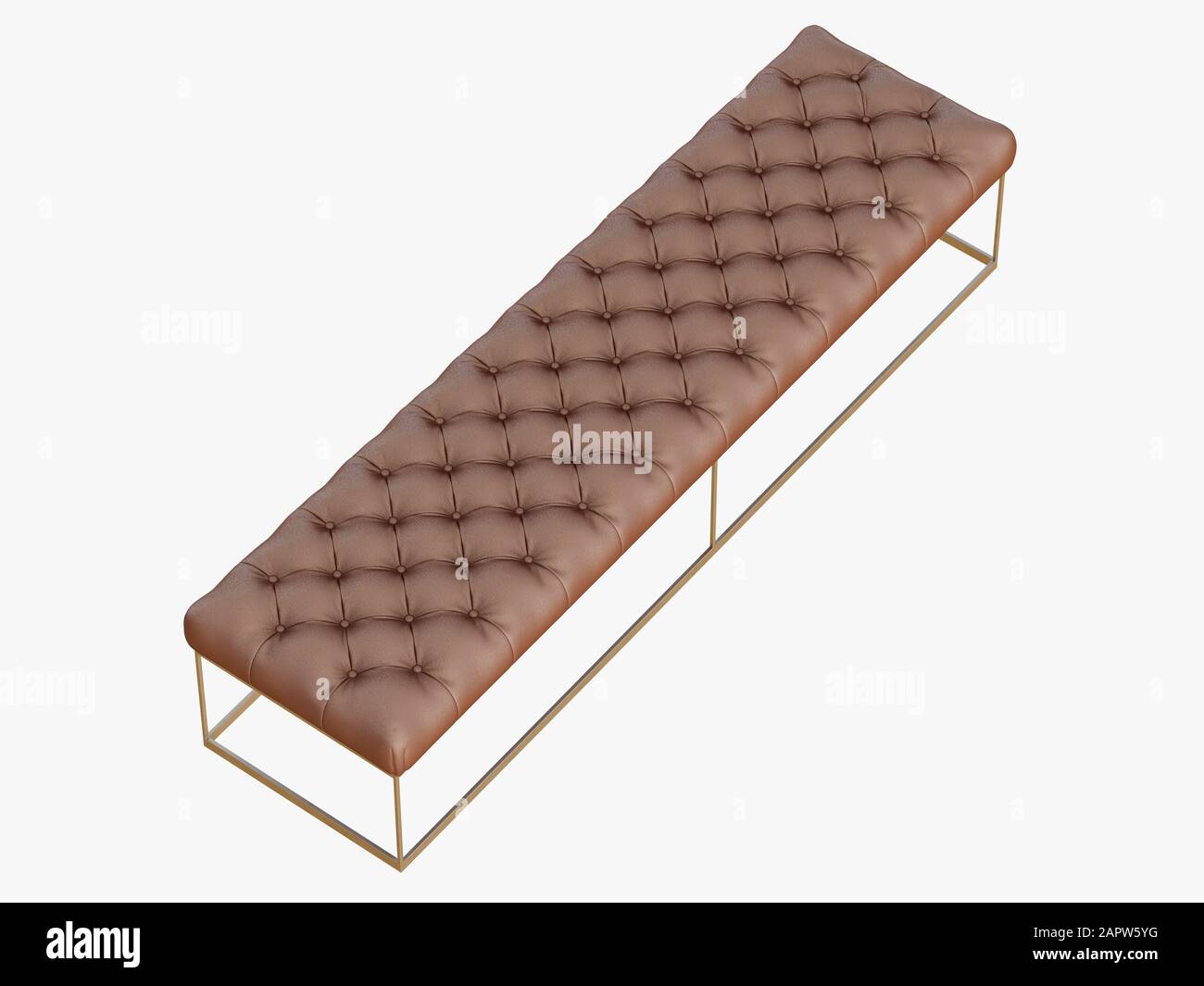 Brown bench capitone on a steel frame 3d rendering Stock Photo - Alamy