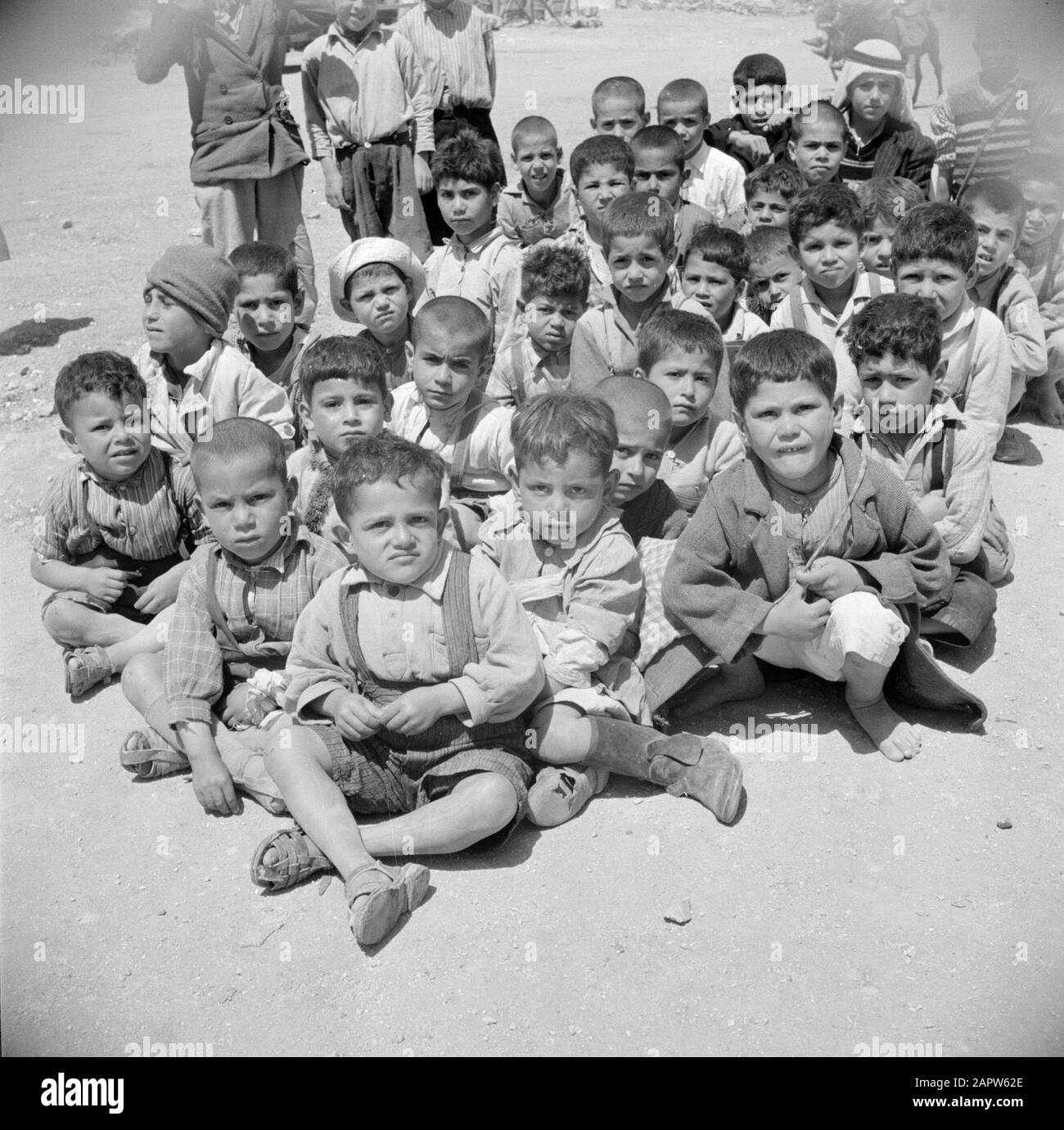 Middle East 1950-1955: Jordan Children outside for their school in the ...