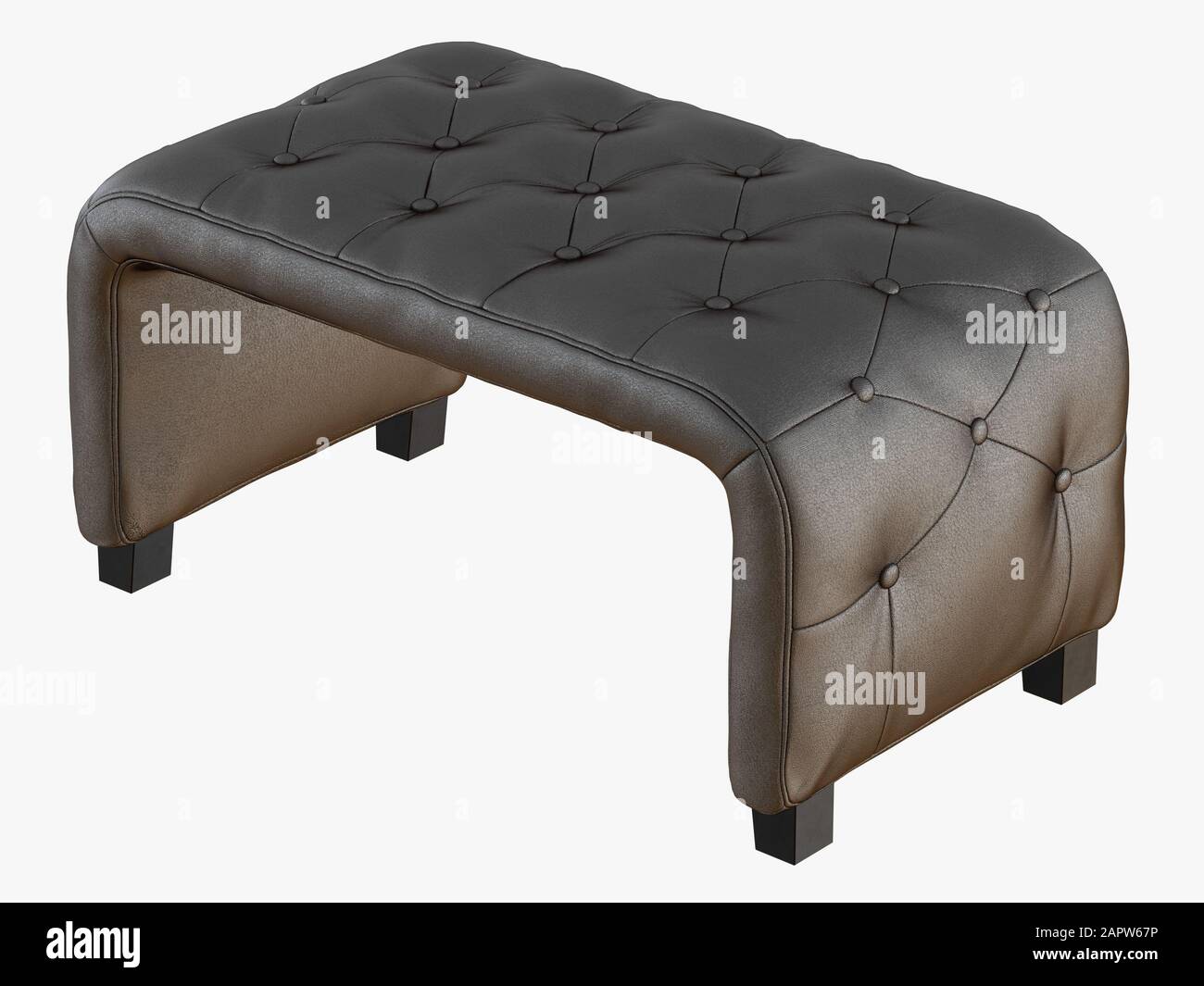 Gray bench capitone on a white background 3d rendering Stock Photo - Alamy