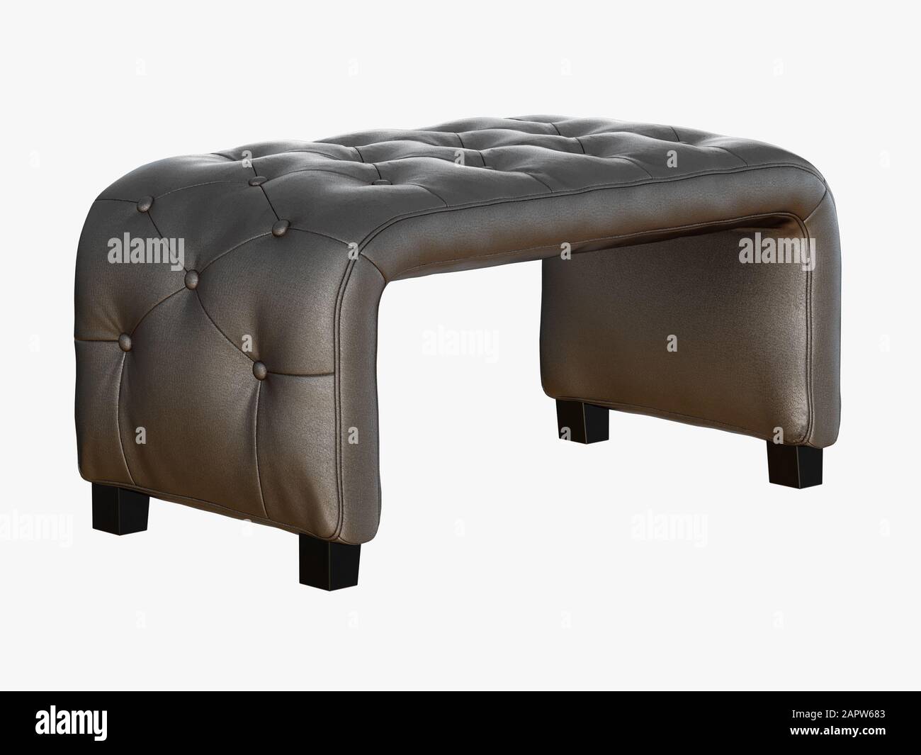 Gray bench capitone on a white background 3d rendering Stock Photo - Alamy