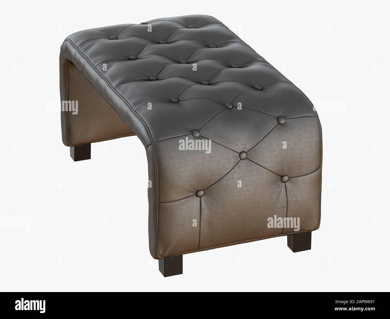 Gray bench capitone on a white background 3d rendering Stock Photo - Alamy