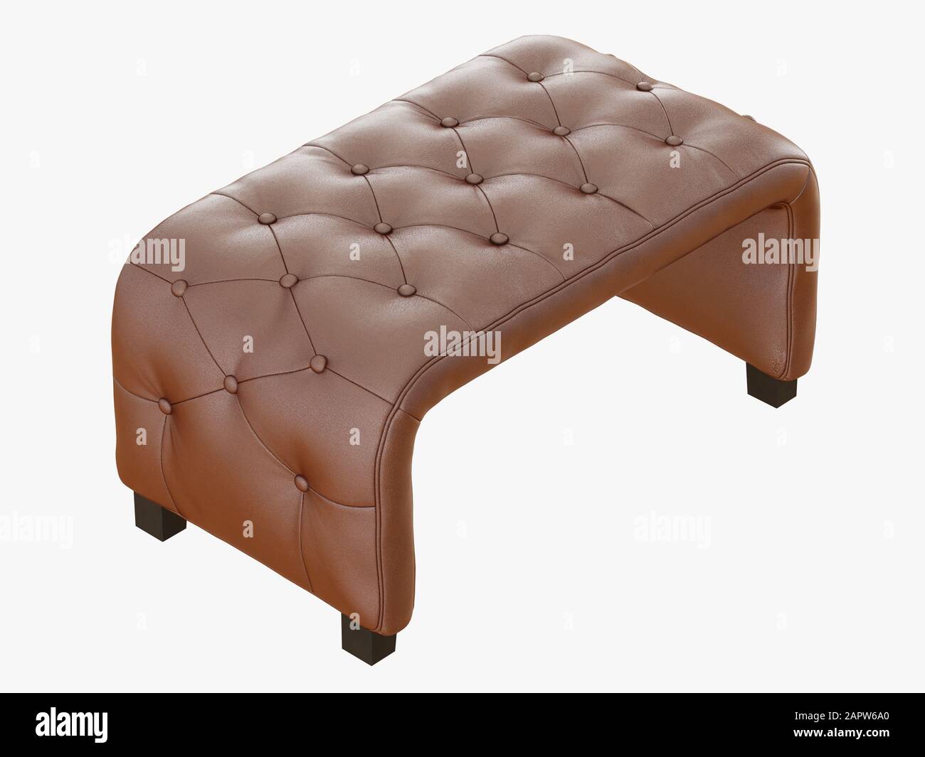 Brown bench capitone on a white background 3d rendering Stock Photo - Alamy