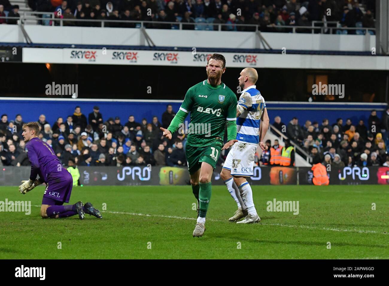 London, UK. 24th Jan 2020. Sam Winnall of Sheffield celebrates after ...
