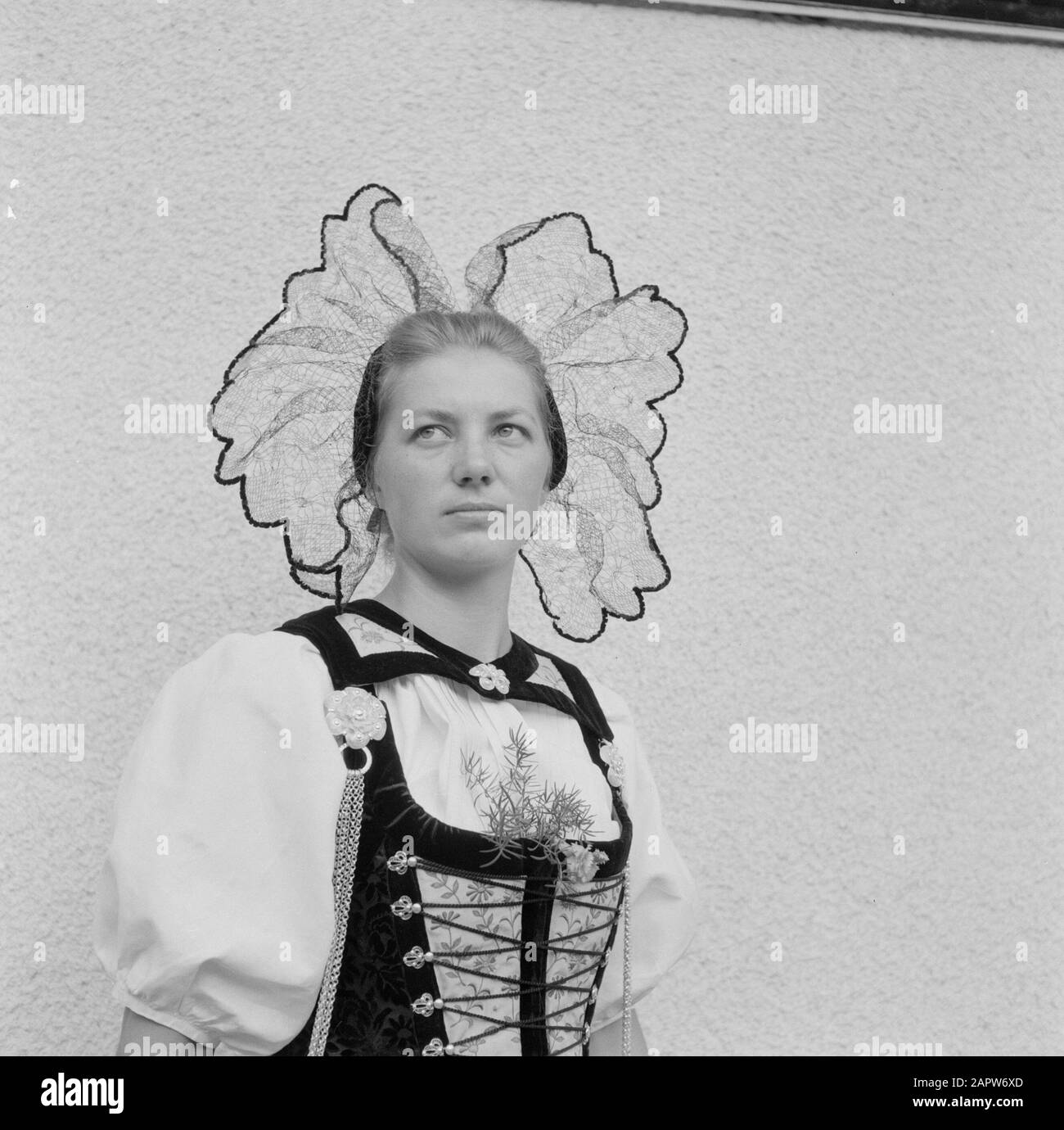 Margrit Ruch in the traditional costume of Oberbottigen in the Swiss ...