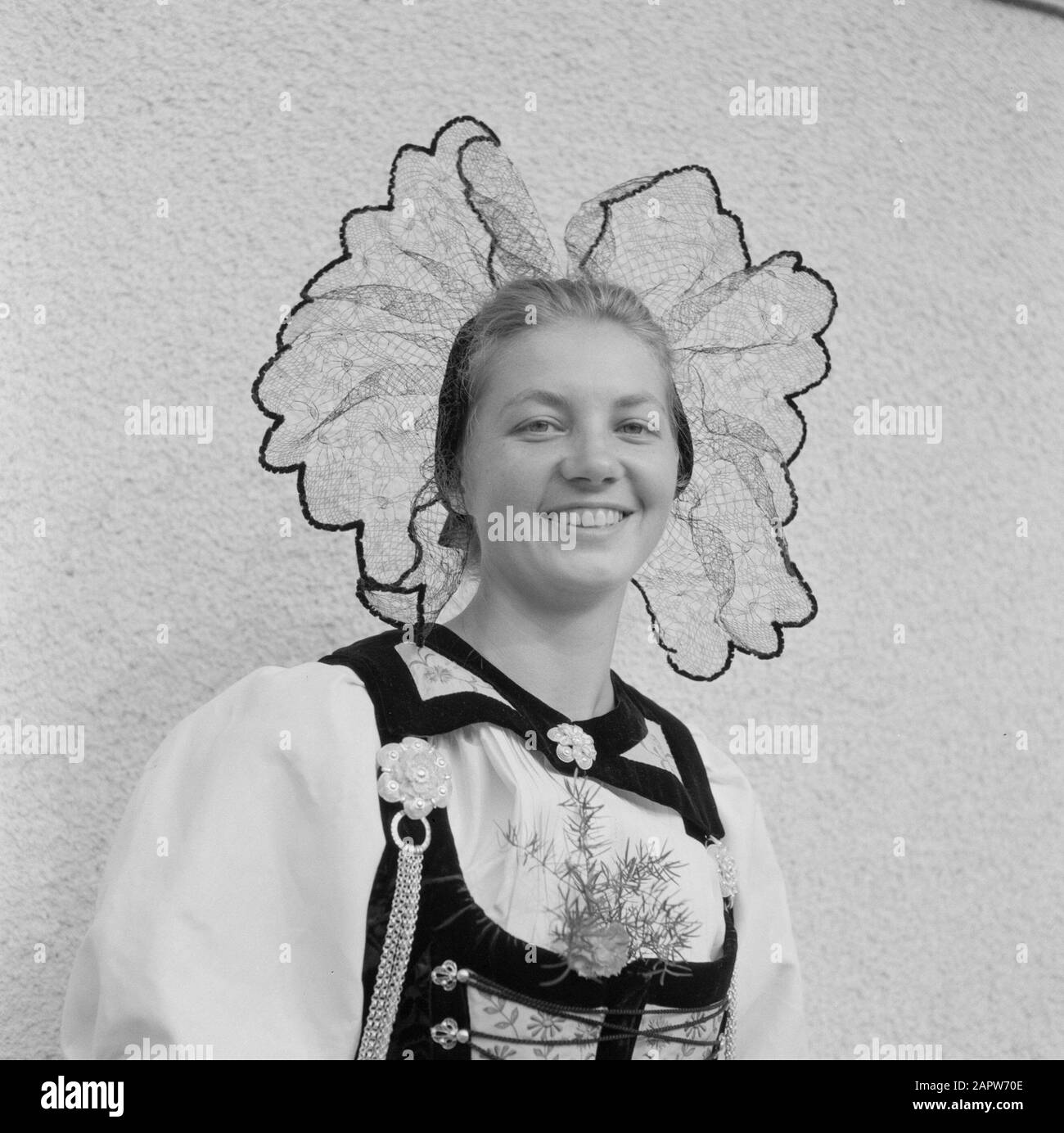 Margrit Ruch in the traditional costume of Oberbottigen in the Swiss ...
