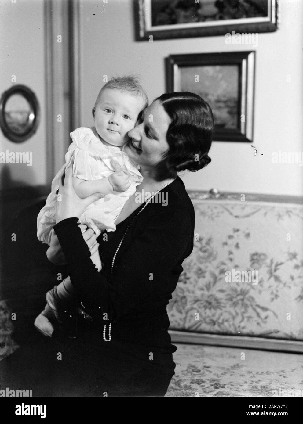 Royal Family Belgium Queen Astrid in the palace in Laeken with her son ...