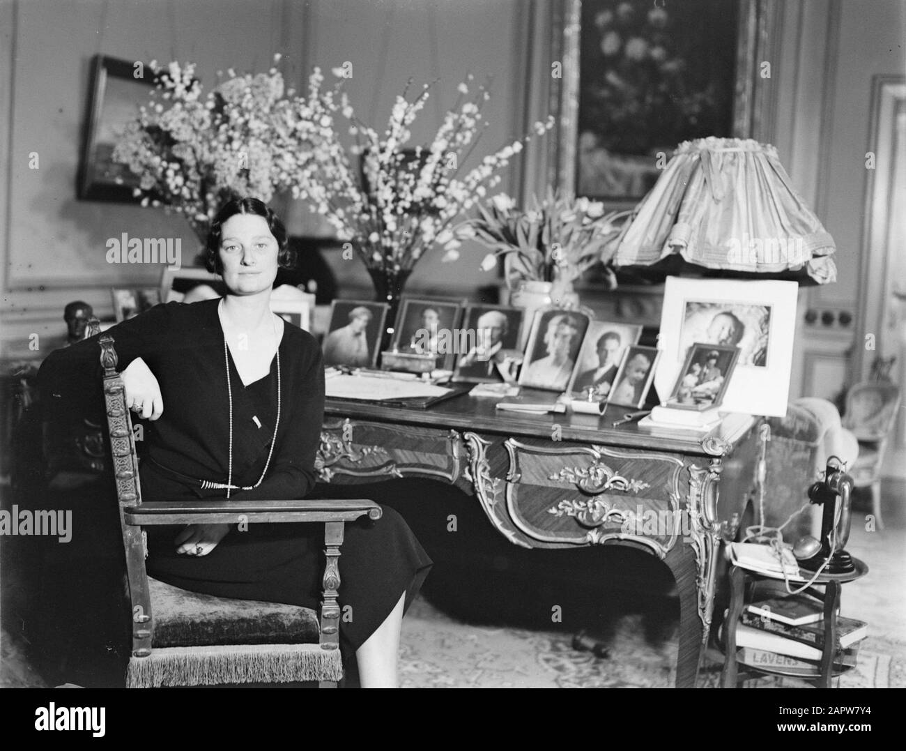 Royal Family Belgium Queen Astrid of Belgium sitting at her desk Date ...