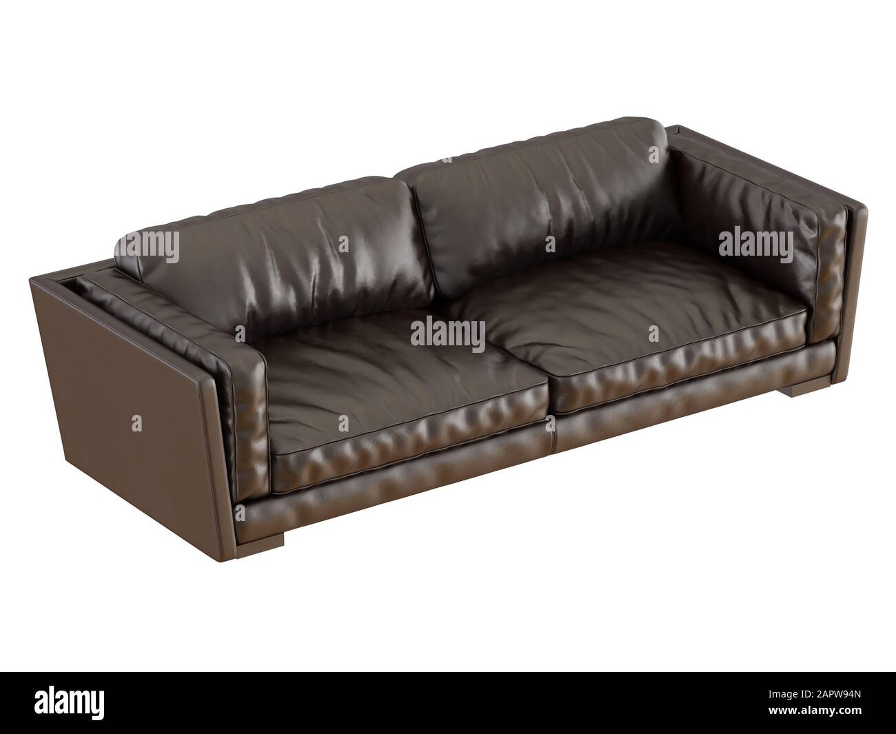 Brown leather sofa with folds Stock Photo - Alamy
